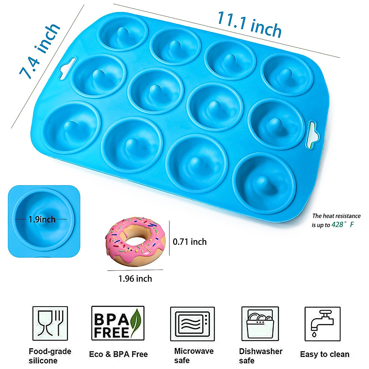 Cupidove Silicone Donut Pan, Silicone Donut Molds for baking, Mini Donut Silicone Mold Heat Resistant, Mini Silicone Baking Mold for baking delicious donuts, Non-stick Bottom, Easy to Clean