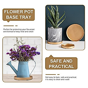HANABASS Round Pallet Flowerpot Tray 2pcs Gardening Potted Plant Trays Cement Flowerpot Trays Flower Pot Mats Balcony Succulent Pot Trays for Home Kitchen Gold Flower Pot Saucer Bonsai Water Trays