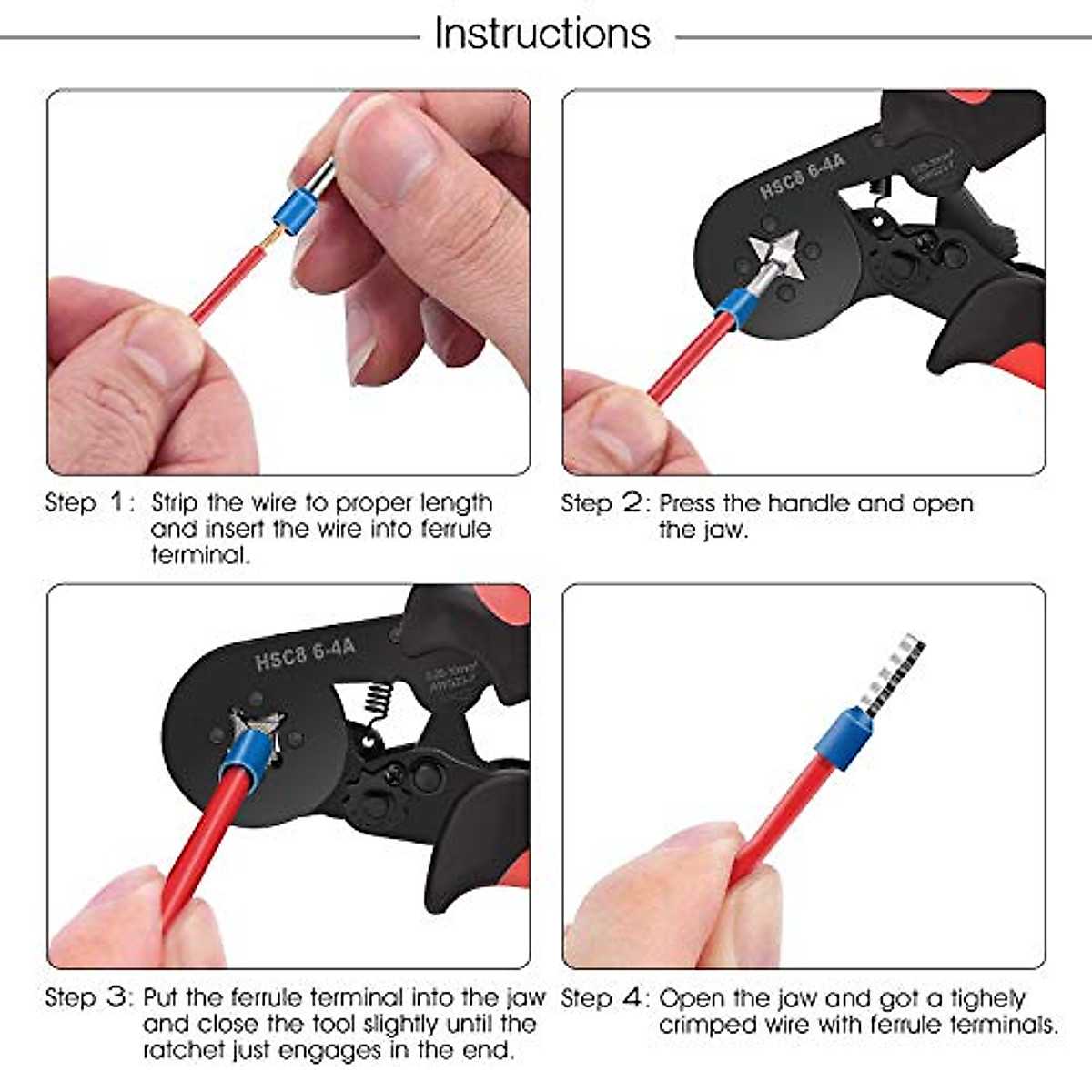 Ferrule Crimping Tools Wire Pliers - 1800 PCS Wire Ferrules with Crimpers Pliers Kit for Electricians, Adjustable Ratchet Tools with Terminals Connectors AWG 28-7, 0.08-10mm²