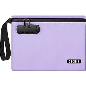 OZCHIN Smell Proof Bag with Combination Lock 10 X 7 inchs Locking Bag PU Leather Waterproof Lockable Case Great Gift Ideal