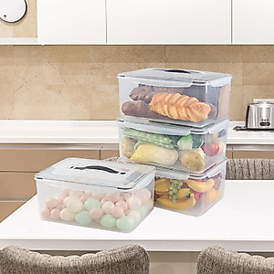 Uumitty 4 Pack Airtight Food Storage Container Set, Bread Box for Kitchen Countertop, 15 Quart Plastic Food Storage Bin, Leak Proof, Clear