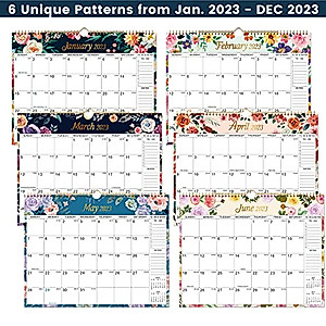 2023 Wall Calendar - Calendar 2023, 12 Monthly Wall Calendar 2023, January - December 2023, 14.8" x 11.57", Twin-Wire Binding + Hanging Hook + Thick Paper + Julian Dates - Floral