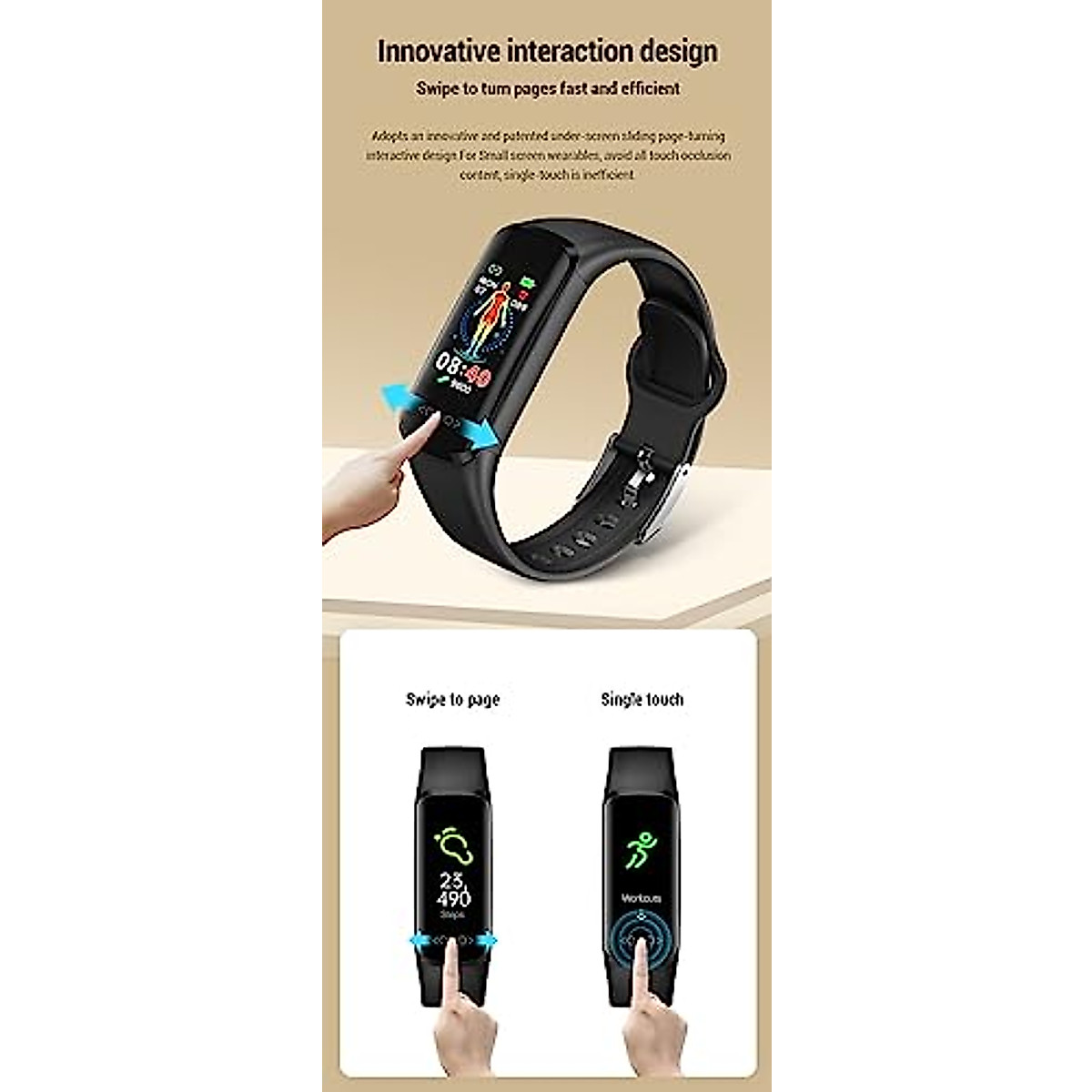 Mini Blood Sugar Monitor Watch, Painless Non-invasive Blood Glucose Smart Watch, Fitness Tracker with 24/7 Heart Rate Sleep Blood Oxygen Pressure Tracking Sport Watch for Men Women (Purple)