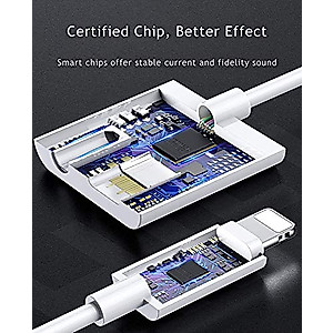 iPhone Headphones Adapter, Apple MFi Certified 2 in 1 Lightning to 3.5 mm Headphone Jack Adapter Dual Ports Dongle Charger Jack & AUX Audio 3.5mm Earphone Accessory for iPhone 12/11/X/XS/XR/8/7/SE