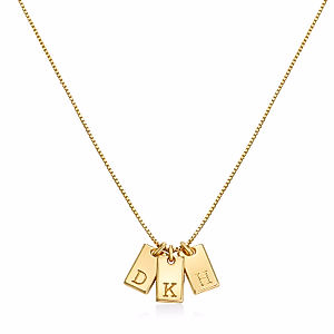 Oak&Luna - Willow Tag Initial Necklace - Personalized Customized Letter Pendant - Dainty Jewelry Gift for Women, Her - For Mother's Day, Christmas