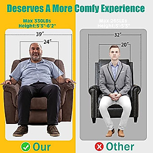 ANJ Oversized Rocker Chair Manual 360 Degree Swivel Recliners Comfy Glider Rocking Chairs for Big Man Home Extra Wide Overstuffed Reclining Chair for Living Room, Camel