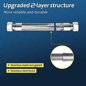 LISMODZ Compressor Jumper Hose, 3/4" NPT Male x 20" Length - Flexible Industrial Grade Stainless Steel Hose with Two 3/4" Adapters, 450 PSI &750°F, Both Sides Fittings Rotate Freely