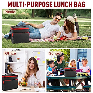EASYFUN Adult Lunch Box for Men & Women Insulated Large Lunch Bag with Adjustable Shoulder Strap, Leak Proof Reusable Lunch Cooler Tote Bag