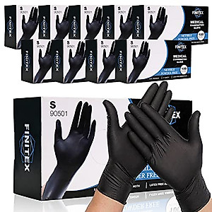 FINITEX Black Nitrile Disposable Medical Exam Gloves - Case of 1000 PCS 6mil Glove Powder-Free Latex-Free Gloves (X-Large)