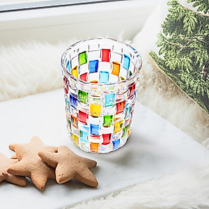 Luxshiny Painted Juice Glasses Painted Cup Painted Juice Cup Dessert Cup Cocktail Cup Glass Containers with Lids Mexican Glass Cups Ribbed Glassware Wine Dinner Party Drinking Glass Crystal