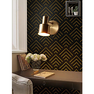 Heroad Brand Peel and Stick Wallpaper Black and Gold Wallpaper Geometric Wallpaper Black and Gold Contact Paper Self Adhesive Removable Wallpaper for Cabinets Waterproof Thicken Vinyl 78.7"x17.3"