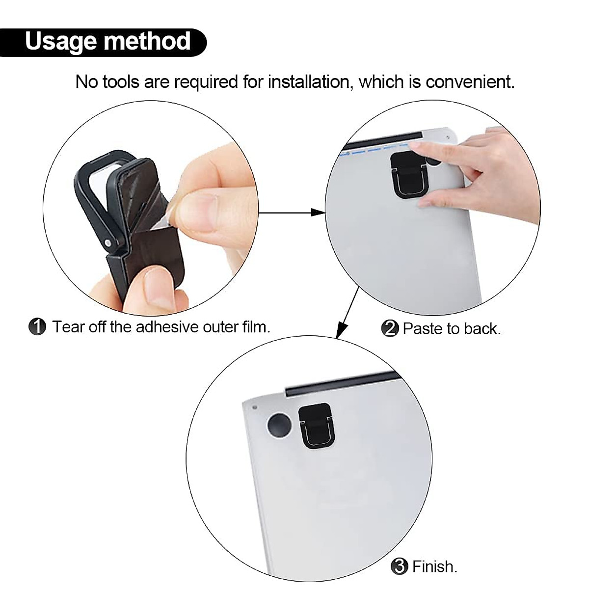 Qiveno 2Pcs Self-Adhesive Keyboard Stand for Desk, Portable Laptop Kickstand, Adjustable Laptop Stand Riser Feet Aluminum Stable for MacBook, 10-18" Laptop, iPad(Black)