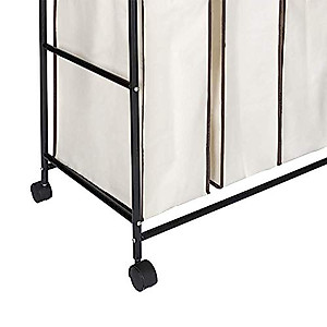 Laundry Sorter Cart 3 Section with Hanging Bar Heavy Duty Laundry Basket on Wheels Rolling Laundry Hamper with Removable Bags