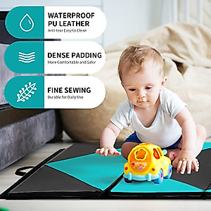 Sunoutife Gymnastics Mat, 3'x6'x2'' Folding Kids' Gymnastics Tumbling Mat with Carrying Handles for Home Gym Exercise & Play