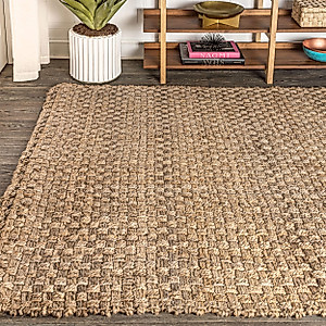 JONATHAN Y NFR102A-8 Estera Hand Woven Boucle Chunky Jute Indoor Area-Rug Bohemian Farmhouse Easy-Cleaning Bedroom Kitchen Living Room Non Shedding, 8 X 10, Natural Color