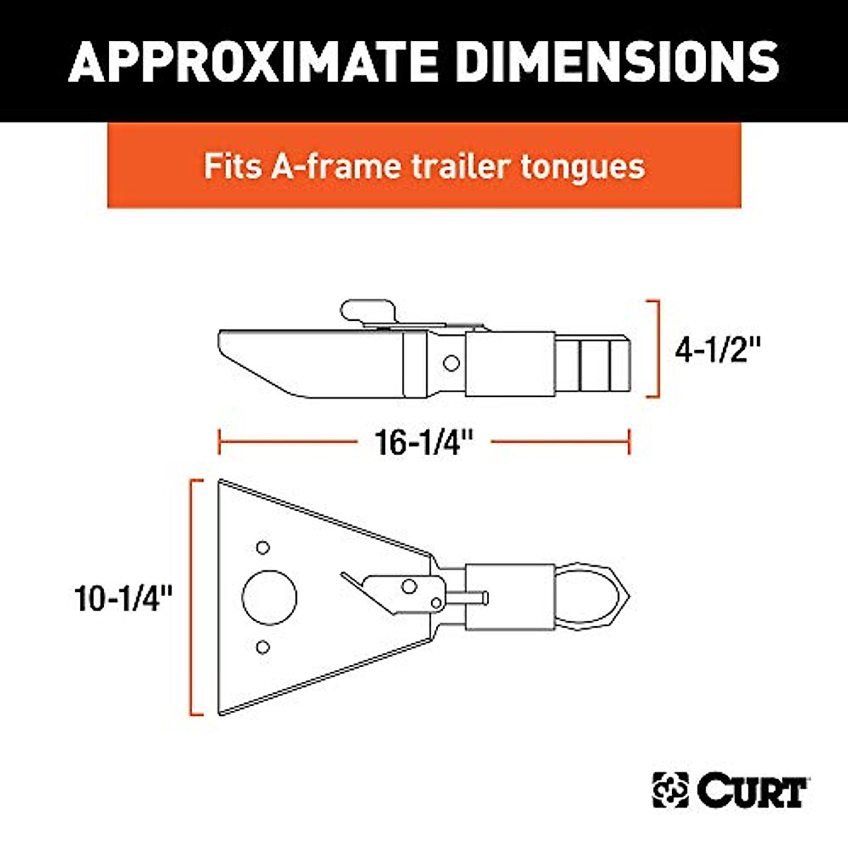 CURT 25217 Black A-Frame Trailer Coupler, 2-Inch Hitch Ball, 7,000 lbs