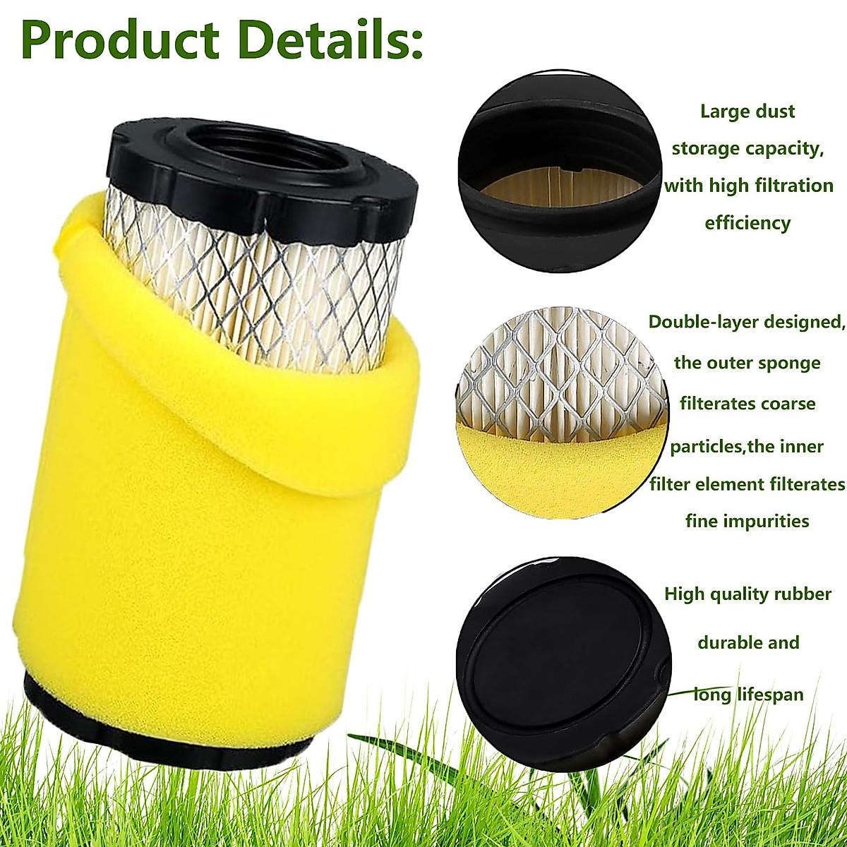 Podoy 796031 Air Filter for Compatible with Briggs and Stratton with Pre Filter 797704 594201 591334 796031 MIU13038 GY21435 MIU13963 Lawn Mower