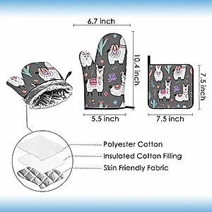 Samgula Green Teal Turtle Oven Mitts and Pot Holders Sets Sea Animal Swim Freely Heat Resistant 3pcs for Cooking Baking BBQ