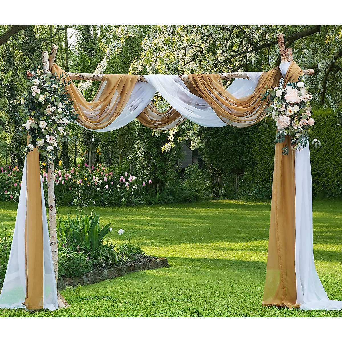 WARM HOME DESIGNS 2 Caramel Color Backdrop Curtain Bundle. 55 x 288 Inch Gold Fabric Curtain Backdrop for Golden Wedding Decor. (ADS Gold 288)