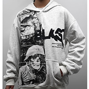 Y2K Hoodie Gothic Casual Alphabet Blast Print Pattern Skull Fashion Hoodie Men Harajuku Men Clothing