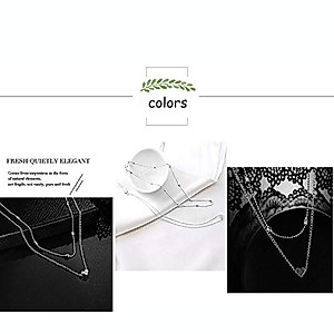 Aluinn Love Heart Layered Choker Necklace Silver Simple Beads Pendant Necklace Simple Chain jewelry for Women