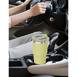 YOUEXPERT 14 oz Tumbler with Straw, Insulated Tumblers with Lid and Straw, 14 oz Cup Stainless Steel Mini Outdoor Sports Travel Tumblers - Pomelo