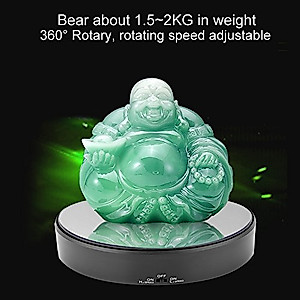 Rotating Display Stand, Speed Adjustable Electric 360° Turntable Display Holder Mirror Motorized Revolving Base Battery Powered for Displaying Jewelry Watch Digital Photography