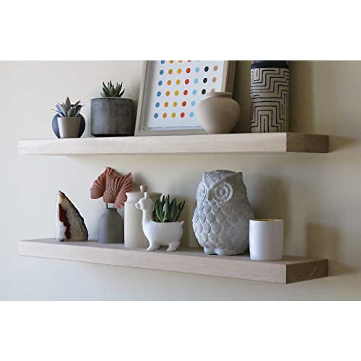 Urban Legacy Modern Hardwood Floating Accent Shelves | Set of 2 | Unfinished Oak (24" x 7" x 2")