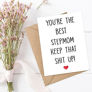 Arezzaa You're The Best Stepmom Keep That Shit Up - Stepmom Birthday Card - Funny Card For Stepmom - Thank You For Being My Stepmom - Card Gifts For Stepmom - Birthday Gifts For Stepmom, 5 x 7 inches