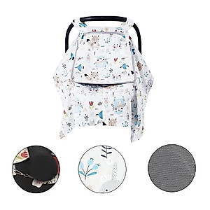 SJEhome Carseat Covers for Babies,Car Seat Warm Windproof Cotton and Fleece Canopy for Newborn Infant Boy Girl Carrier,2 Layers Windows Baby Carrier Cover,Grey Minky