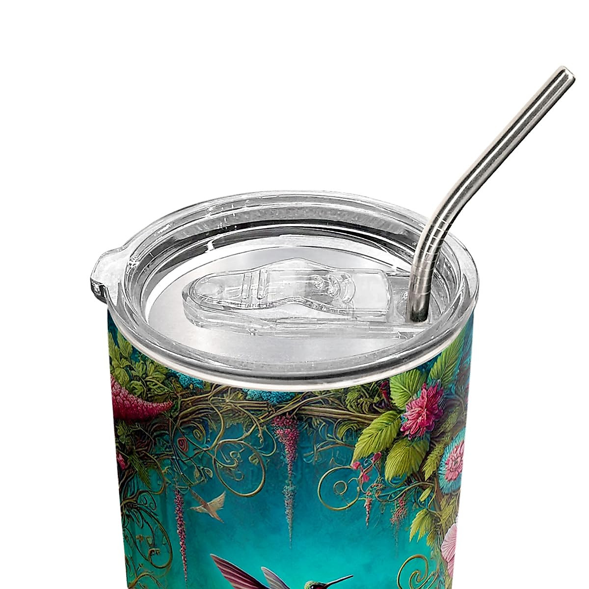 20oz Hummingbird Tumbler, Gifts for Hummingbird Lovers, Coffee Thermos for Women, Stainless Steel Double Wall Vacuum Insulated Coffee Mug, Travel Cup with Lid