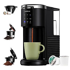 KIDISLE 3 in 1 Single Serve Coffee Maker for K Cup Pods & Ground Coffee & Teas, 6 to 14oz Brew Sizes, with 40oz Removable Water Reservoir, Self-cleaning Function, Black