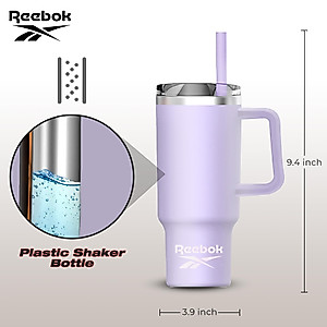 Reebok Stainless Steel Tumbler With Lifestyle Design - 40oz Tumbler With Handle - Double Wall Tumbler Vacuum Insulated - Leak Proof Tumbler For Men & Women (Purple)