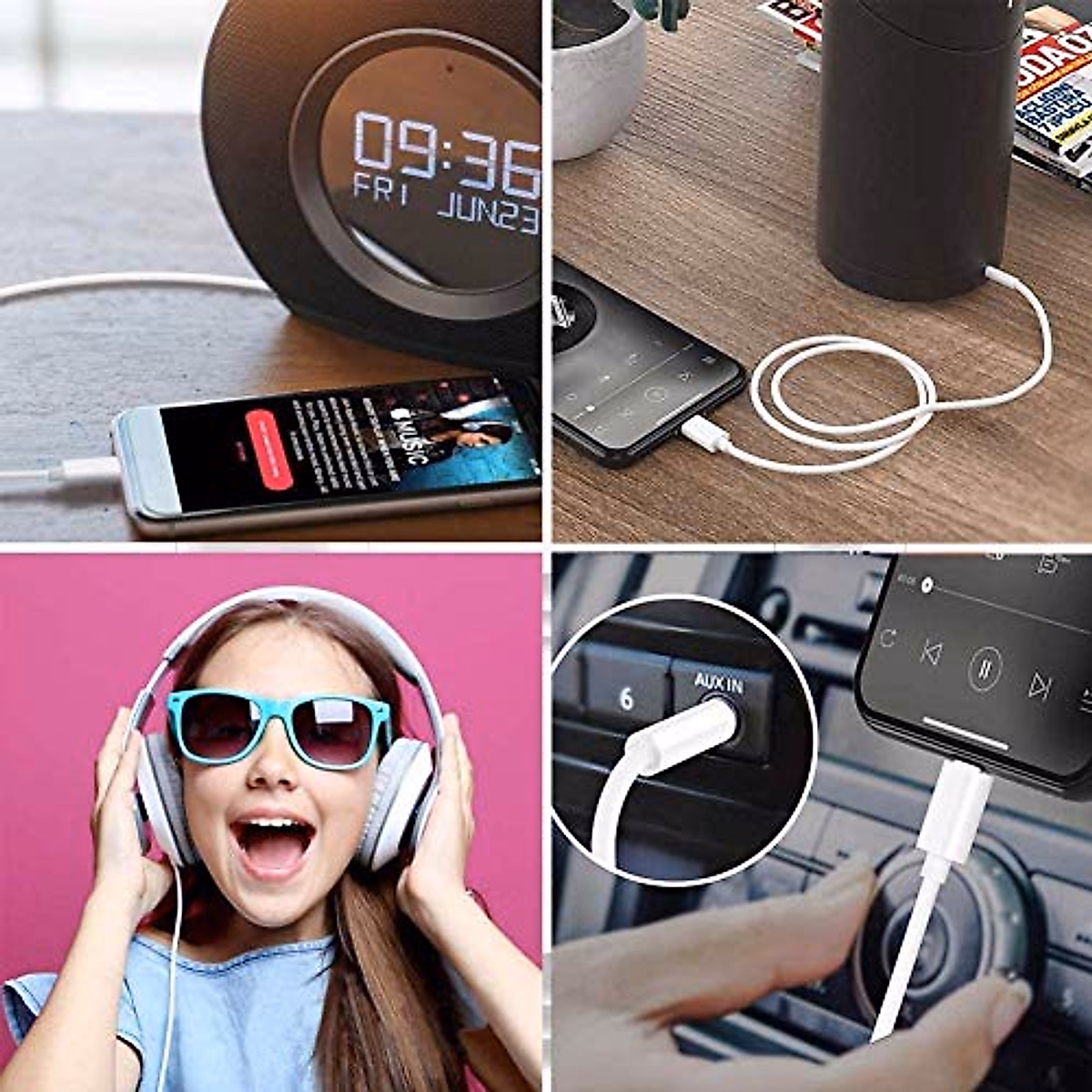 [Apple MFi Certified] iPhone AUX Cord for Car Stereo, Assrid 2 Pack Lightning to 3.5mm Audio Cable Compatible for iPhone 12/11/XS/XR/X/iPad/iPod to Speaker/Home Stereo/Headphone, Support iOS 14(White)