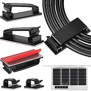 TidyHelper Cable Management Clips, Large Clips for Under Desk Wire Management, Adhesive Organizer Multiple Cord (Computer/PC, Network, TV, Ethernet, Electric Wires) Black 20 PCS