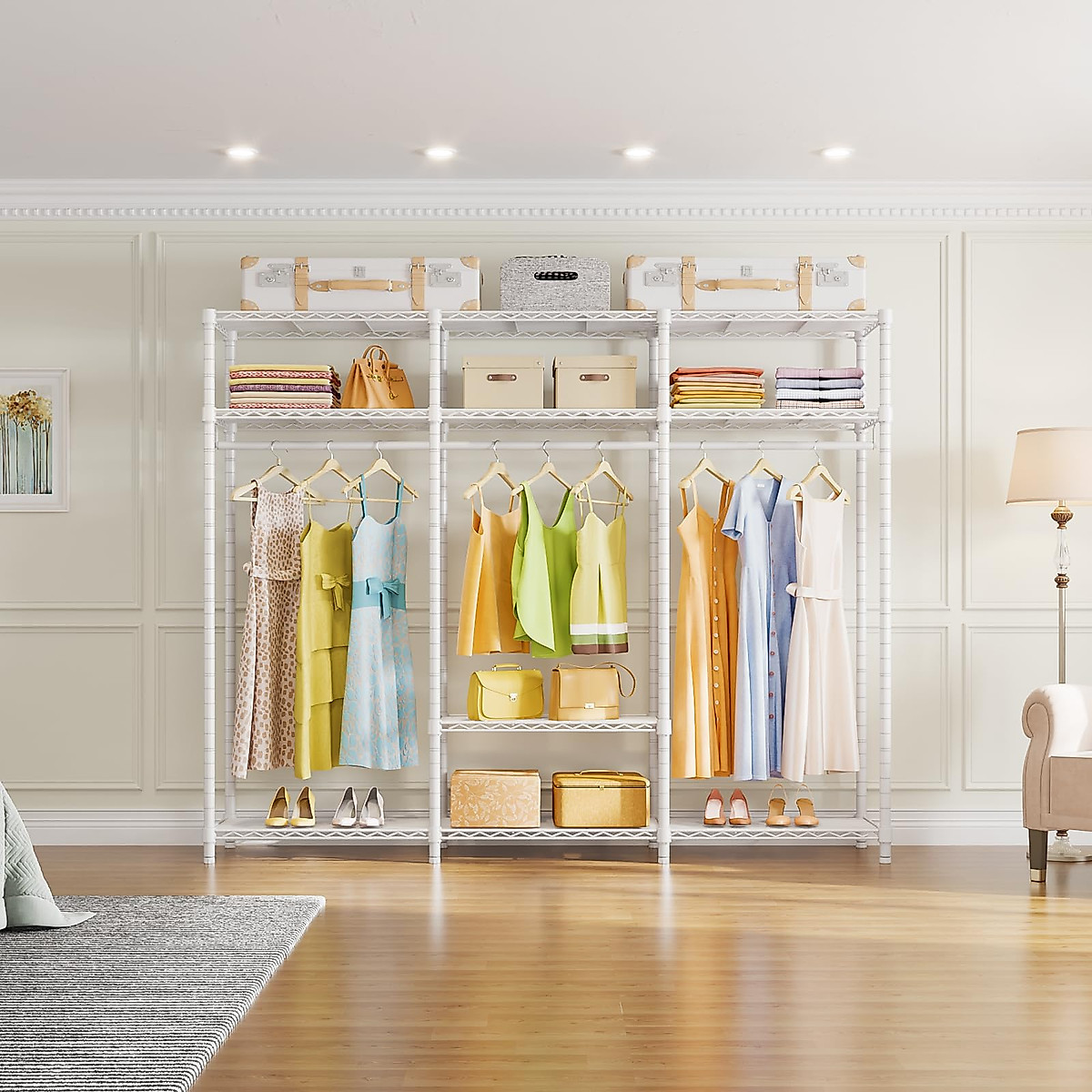 VIPEK V30 Heavy Duty Clothes Rack with 7 Adjustable Shelves & 2 Hang Rods, Portable Closet Rack, Metal Clothing Rack, Freestanding Wardrobe Closet for Hanging Clothes, Max Load 870lbs