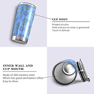HXshaoye Periwinkle floral Country style cartoon style Stainless Steel insulated coffee cup with Straw Lid coffee mug for hot and cold drinks modern insulated coffee tumbler termo para bebidas