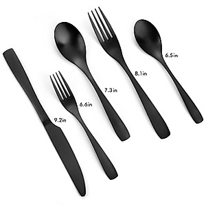 Matte Black Silverware Set, Bysta 20-Piece Stainless Steel Flatware Cutlery Set for 4, Satin Finish, Dishwasher Safe, Nice Box Package