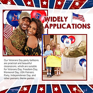 60 Pieces Veterans Balloons White Red and Blue Balloon Latex Happy Day Printed American Flag Thank You Party Supplies Favor for Memorial USA Patriotic Party, Blue,white,red