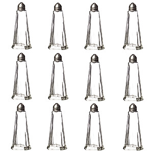 12 Pack of Tower Spice Shakers - 1 Oz Refillable Glass Dispenser & Stainless Steel Chrome Top Lid for Spices, Salt, Pepper & Seasonings for Gourmet Food, Restaurant Dining & Home Kitchen Supplies