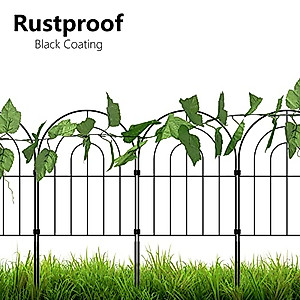 Decorative Garden Fence 10 Pack, 13in (L) x 24in (H) No Dig Rustproof Metal Wire Fencing Border Animal Barrier, Flower Edging for Landscape Patio Yard Outdoor Decor, with Two 8ft Decorative Leaves