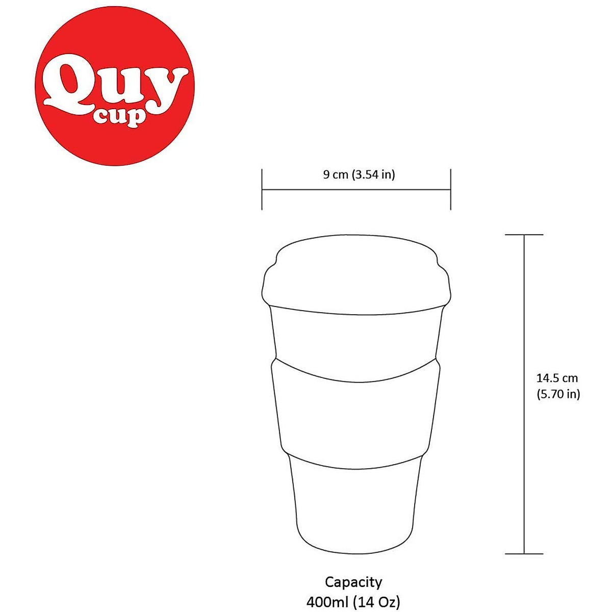 QUY CUP. Apollo. Bamboo Coffee To Go Mug - Set of 2, 14 oz. Italian Design, BPA Free Ecofriendly Cups, 2 Reusable Travel Mugs