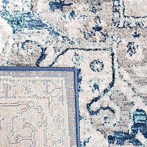 SAFAVIEH Brentwood Collection 9' Square Light Grey/Blue BNT851G Medallion Distressed Non-Shedding Living Room Bedroom Dining Home Office Area Rug