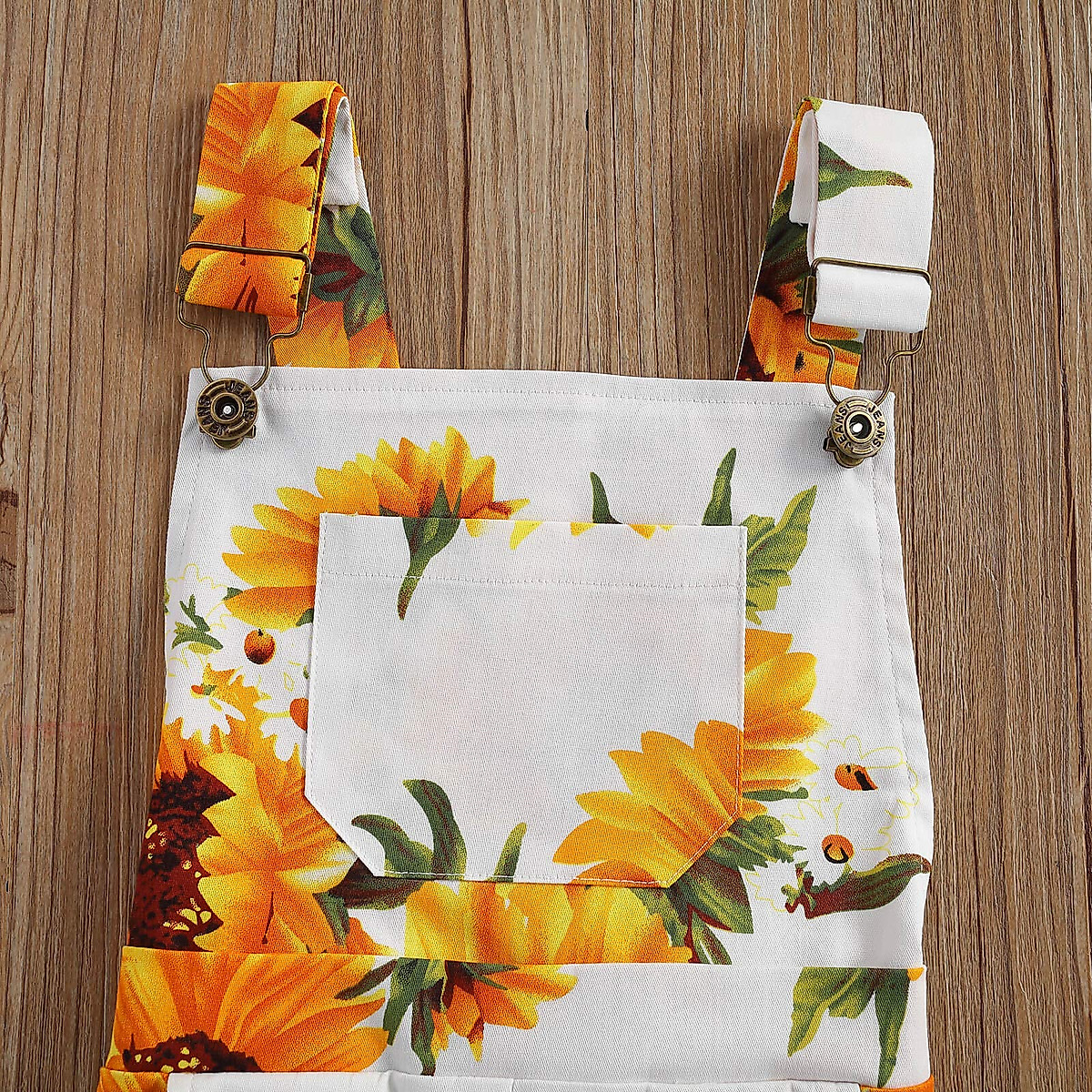 Ayalinggo Toddler Baby Girl Sunflower Print Overalls Shorts with Pocket Suspender Trousers Cute Summer Clothing Outfit (Sunflower Print, 7-8 Years)