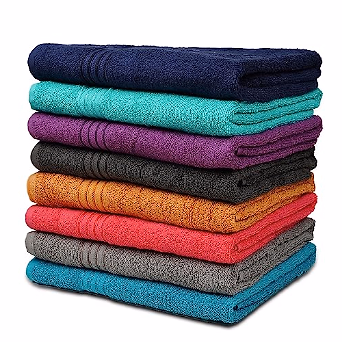 ZUPERIA Classic Bath Towels - 8 Pack - 27" x 54" - Ultra Soft 100% Cotton Large Bathroom Towels, Highly Absorbent Towel for Bathroom, Ideal for Pool, Home, Gym, Spa, Hotel (Assorted)