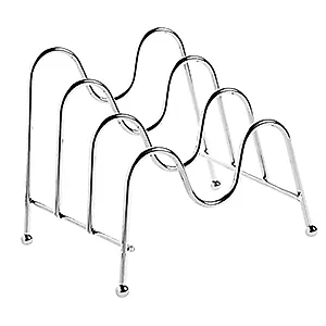 Gadpiparty Three Layer Pot Lid Rack Mug Holder Desk Topper Shelf Cutting Board Rack Organizer Desktop Stand Dishes Drying Rack Pan Cover Organizer Reusable Pot Lid Organizer Iron Wire Silver