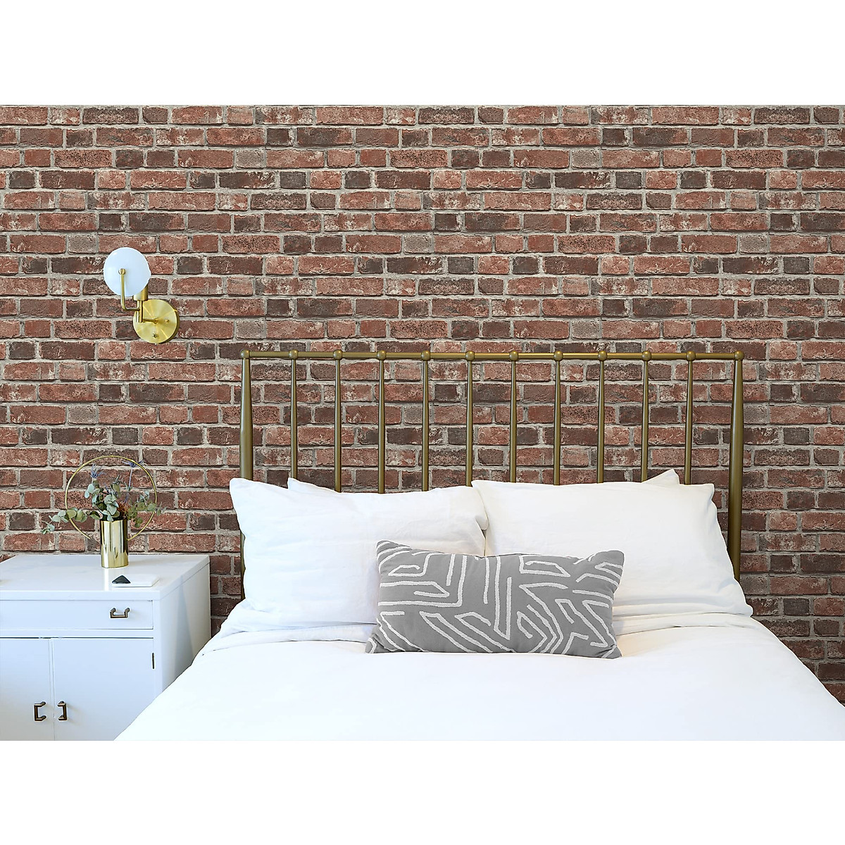 NextWall Distressed Faux Brick Peel and Stick Wallpaper (Red)