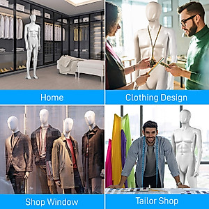 SereneLife 73" Tall Full-Body Male Mannequin With Adjustable Head, Flexible Limbs And Detachable Design, Perfect For Clothing Stores, Boutiques, Exhibitions And More