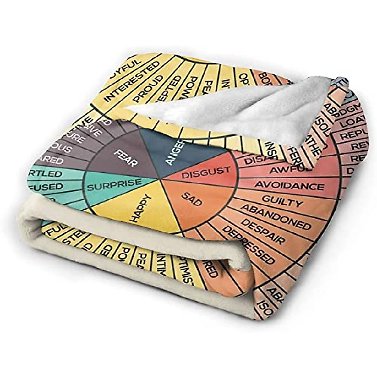 Wheel of Emotions Feelings Blankets Flannel Fleece Blanket Soft Lightweight Plush Christmas Throw Blankets for Women Men Kid Warm Cozy 80"x60" Microfiber Blankets for Couch
