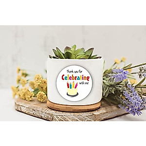 Birthday Cake Favor Stickers - Baby Shower Stickers - Birthday cake Party favor stickers- Thank you for Celebrating with me - Set of 40 stickers